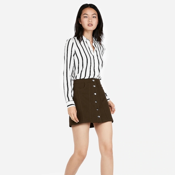 Express | Skirts | Nwt Express Snap Front Aline Mini Skirt | Poshmark